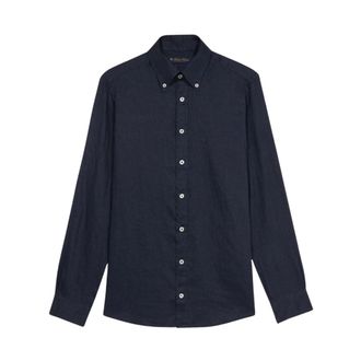 Brooks Brothers Navy Leinen Button-Down Freizeit Hemd - - Shirts - Herren - Blau - XL