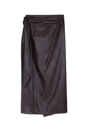 Elisabetta Franchi Womens Gonna Longuette Eco Pelle Darkchocolate Gonne Skirt