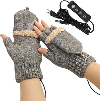 Generic Gants chauffants | 3 modes r&eacute;glables - Chauffe-mains pour lhiver froid et les demi-doigts avec prise USB, pour ski, camping, neige, voyage, travail, r