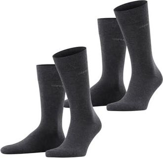 Esprit Basic Uni Multipack M So coton unies lot de 2 paires, Chaussettes Homme, Gris Anthracite Melange 3080, 47-50