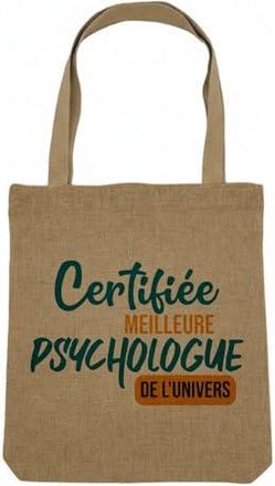 Fabulous Sac Shopping Tote Bag Aspect Lin - Certifi&eacute;e meilleure Psychologue de lunivers - Sac de Courses Toile Epaisse 360g Beige Naturel Cabas Port&eacute; Epaule So