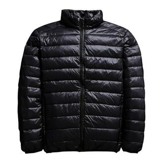 Generic Manteau court et chaud &agrave; col montant pour homme, coupe ajust&eacute;e, col montant, veste matelass&eacute;e l&eacute;g&egrave;re et pliable pour homme, Noir, XXL