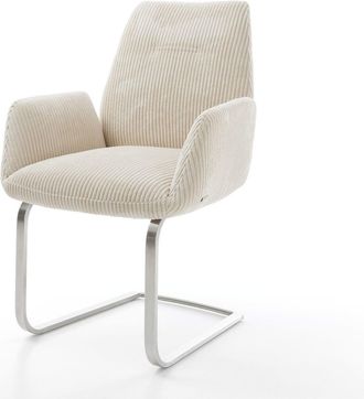 DELIFE Freischwinger Zoa-Flex Cord Beige Freischwinger flach Edelstahl Taschenfederkern, Esszimmerst&uuml;hle