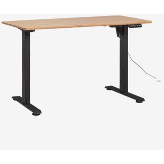 Sklum Elektrisch h&ouml;henverstellbarer rechteckiger Schreibtisch mit Speicherfunktion aus Holz und Eisen Serpi &x2194&xFE0E 120 cm Braun Eiche