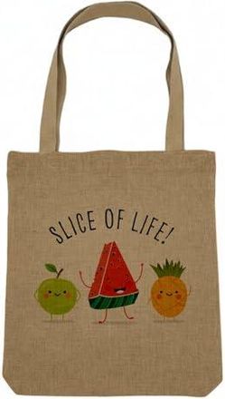 Fabulous Sac Shopping Tote Bag Aspect Lin - Slice of Life Fruit Illustration Originale Dessin Mignon - Sac de Courses Toile Epaisse 360g Beige Naturel Cabas Po