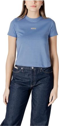 Calvin Klein Jeans Hellblaues Baumwoll-T-Shirt - - Tops - Damen - Blau - XS