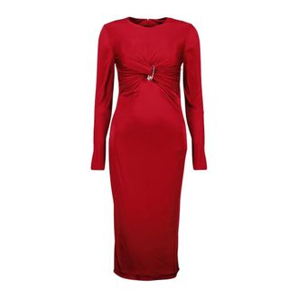 Versace Safety Pin Figurbetontes Midikleid mit Raffungen - - Dresses - Damen - Rot - S