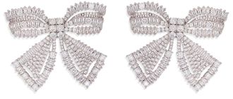 Self Portrait Womens Earrings Bow Crystal Silver Brass