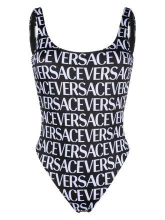 Versace Badeanzug mit Logo-Print - Schwarz
