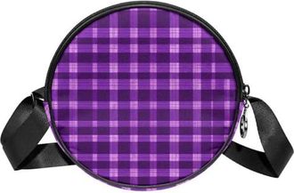Generic Sac &agrave; bandouli&egrave;re Circle pour femme, petit sac &agrave; bandouli&egrave;re r&eacute;tro violet avec fermeture &eacute;clair, bretelles r&eacute;glables, sac &agrave; main rond d&eacute;contract&eacute; pour