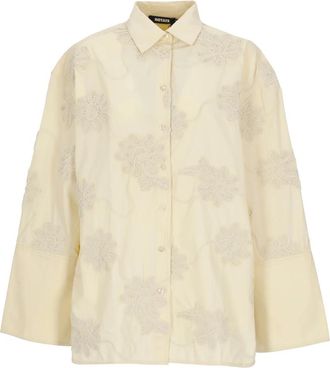Rotate Rotate Birger Christensen, Femme, Blouses et Chemises, Beige, Taille: 40 FR Flower Oversized Shirt