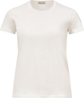 Moncler Moncler Logo Patch Cotton Jersey T-shirt, Women, White, Size: Xl