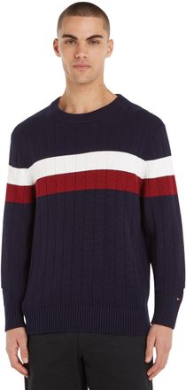 Tommy Hilfiger Herren Pullover Colourblock C-Neck Strickpullover, Mehrfarbig (Dsrt Sky/ Rouge/ Ancient White), XXL