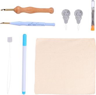 OSALADI Embroidery Making Kit mit Holzgriff DIY Punch Needle für Anfänger und Fortgeschrittene Inkl Stanznadel Stickstoff Stoffmarker und Zubehör für Kreuzsti