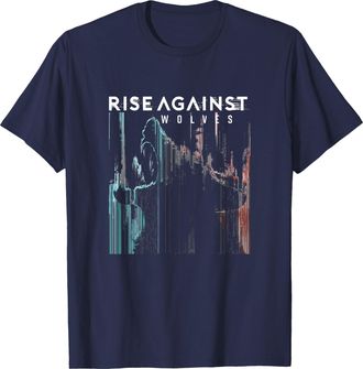 Rise Against Offizielles Merchandise - Herren T-Shirt, Blau, S, Kurzarm, Klassische Passform, Cartoon Wolf Muster