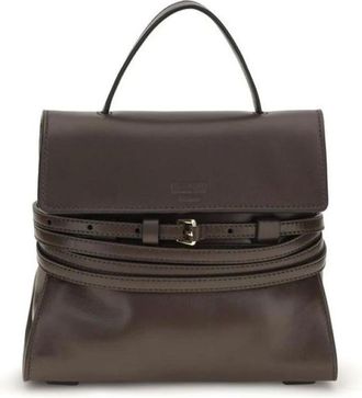 Moschino Sac &agrave; main en cuir Tie Me - Femme - Sacs - Brun - Taille: ONE Size