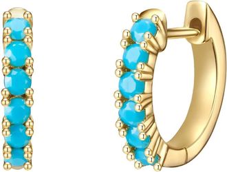 Glanzst&uuml;cke M&uuml;nchen Ohrringe - Sterling Silber Creolen T&uuml;rkis (rek.) - Gr. unisize - in Gold - f&uuml;r Damen