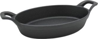 Santos Grillpfanne oval 22x15cm - Gusseiserne Pfanne - Braten, Grillen - Gusseisenpfanne Oval - 2 Griffe - Backofen, Feuer, Herd, Gas- & Kohlegrill