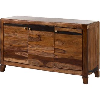 Massivmoebel24 Sideboard Sheesham 140x45x80 dunkelbraun lackiert ancona 221
