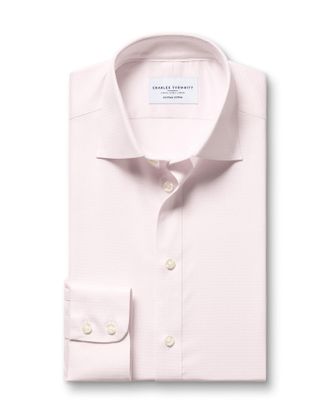 CHARLES TYRWHITT Strukturiertes Luxushemd - Hellrosa Knopfmanschette