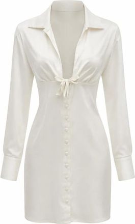 Silvian Heach Femme, Robes, Blanc, Taille: 38 FR Robe Courte avec Ouverture Frontale et D&eacute;tail de