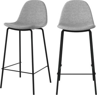 Rendez-Vous Déco Rendez-vous Déco - Lot de 2 chaises pour îlot central en tissu gris clair 65,5 cm - henrik
