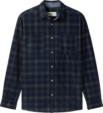 Tom Tailor Kariertes Cordhemd - - Shirts - Herren - Blau - M