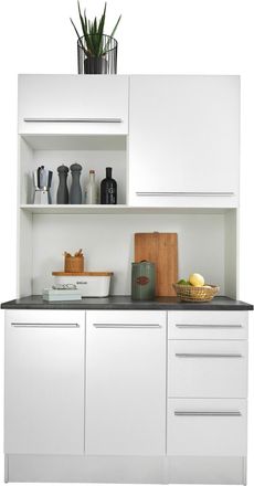 MID.YOU Mid.you Buffet, Wei&szlig; Hochglanz, Kunststoff, 2 F&auml;cher, 3 Schubladen, 120x211x60 cm, Beim&ouml;bel erh&auml;ltlich, K&uuml;chen, K&uuml;chenm&ouml;bel, Buffetschr&auml;nke