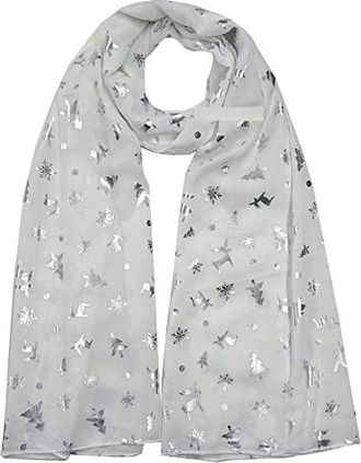 GFM Foulard imprim&eacute; flocons de neige de No&euml;l (SNFLK-N), SNFLK-04-SFD-White Creamy, L