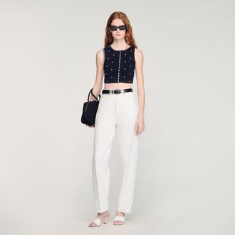 Sandro Kurzes strassbesticktes Stricktop