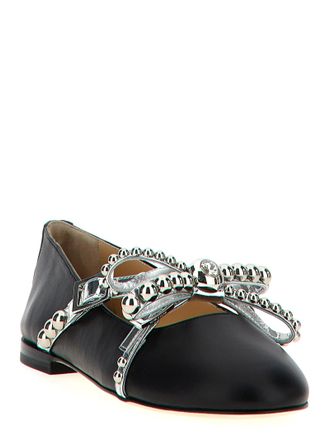Mach & Mach Womens Black Leather Ballet Flats