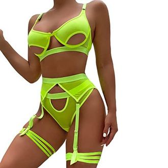 Generic Lingerie Sexy Femme Coquine Hot Lingerie Femme Set 4 Pièces Dentelle Multicolore Tissu Léger Mesh Amincissant Confortable Été