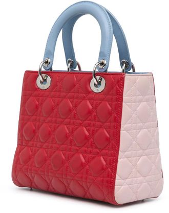 Dior Hobo Bags - Medium Tricolor Lambskin Cannage Lady Dior - Gr. unisize - in Rot - f&uuml;r Damen