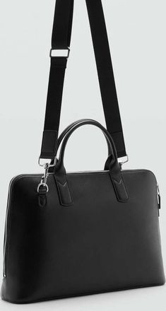 Mango Sac cabas 100 % cuir noir - Homme - Taille unique - MANGO MAN