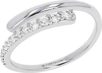 Tom Tailor Tom Tailor Ring f&uuml;r Damen, Silber 925, 6 mm, mit Zirkonia, silber, Geschenkidee, kommt in Schmuck Geschenk Box, 2100648