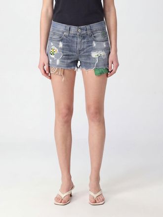 HTC Tief sitzende Jeans-Shorts mit Nieten und ausgefranstem Saum