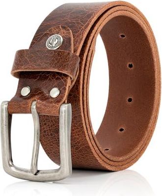 Lindenmann ceinture homme de cuir de buffle, 40 mm large et 3,8 mm fort, ajustable, marron foncé, Farbe/Color:marron, Size US/EU