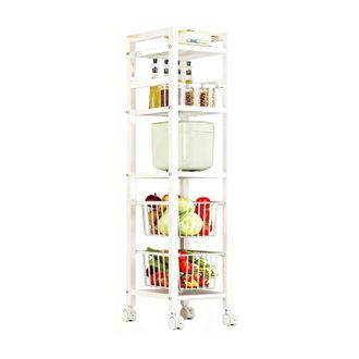 Generic Schlanker Aufbewahrungswagen, Badezimmer-Organizer, Rollwagen, L&uuml;cken-Aufbewahrungsregal Mit Ausziehbarem Korb, D&auml;mpfende Gleitschiene, for Enge Orte(