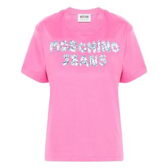 Moschino Rosa Baumwoll-Jersey T-Shirt - - Tops - Damen - Rosa - XS