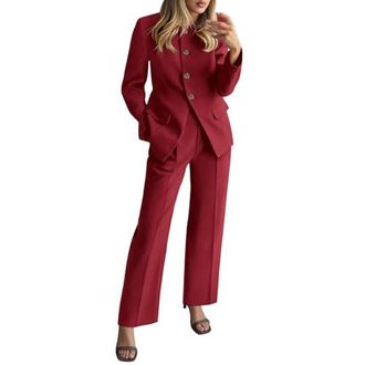 Generic Co Ord Ensemble de surv&ecirc;tement 2 pi&egrave;ces pour femme - Tenue d&eacute;contract&eacute;e &agrave; manches longues et haut court - Tenue de sport pour femme - Marron, Rouge, X