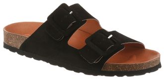Verbenas Pantolette VERBENAS Randell Velour, Damen, Gr. 42, schwarz, Veloursleder, Schuhe Pantolette, Sommerschuh, Flat, Hausschuh mit Softfu&szlig;bett