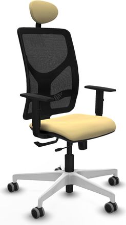 Piqueras y Crespo Schreibtischstuhl mit Rollen aus Parkett, mit 1D-Armen, h&ouml;henverstellbare Lendenwirbelst&uuml;tze und festes Kopfteil, ausgestattet mit Syncro/Traslack und