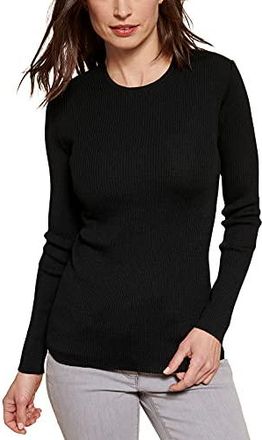 Damart Pull col Rond 50% Laine mérinos, uni et rayé Femme Noir Taille 34/36
