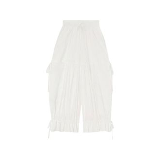 Ganni R&uuml;schen-Hose mit Kordelzug - - Trousers - Damen - Wei&szlig; - S