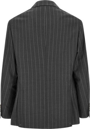 Brunello Cucinelli Pinstriped Virgin Wool Blazer - charcoal