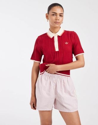 adidas Originals Short style cale&ccedil;on &agrave; rayures - Rouge