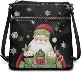 Coloranimal Sac &agrave; bandouli&egrave;re l&eacute;ger en cuir pour femme sur le th&egrave;me de No&euml;l pour t&eacute;l&eacute;phone portable, Cupcake P&egrave;re No&euml;l