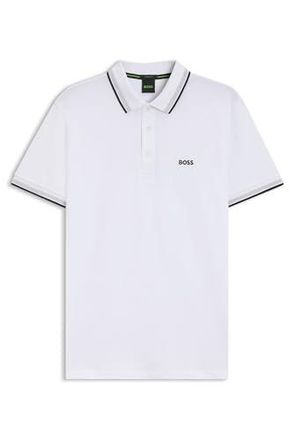 BOSS Hommes Paddy Polo en piqu&eacute; de Coton avec col et Poignets ray&eacute;s