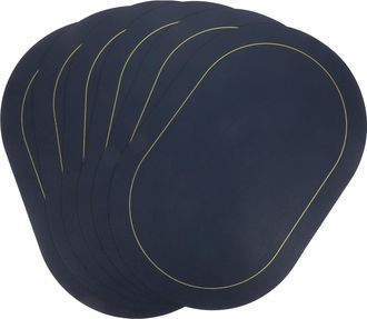 Artibetter DIYEAH 6 St&uuml;ck PU Leder Tischset Rutschfestes Platzset f&uuml;r Esstisch Wasser und &Ouml;lbest&auml;ndig Oval Blau Gelb Hitzebest&auml;ndig Dekorative Esstischmatte f&uuml;r 