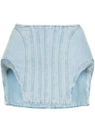MUGLER Wattierter Jeans-Minirock - Blau